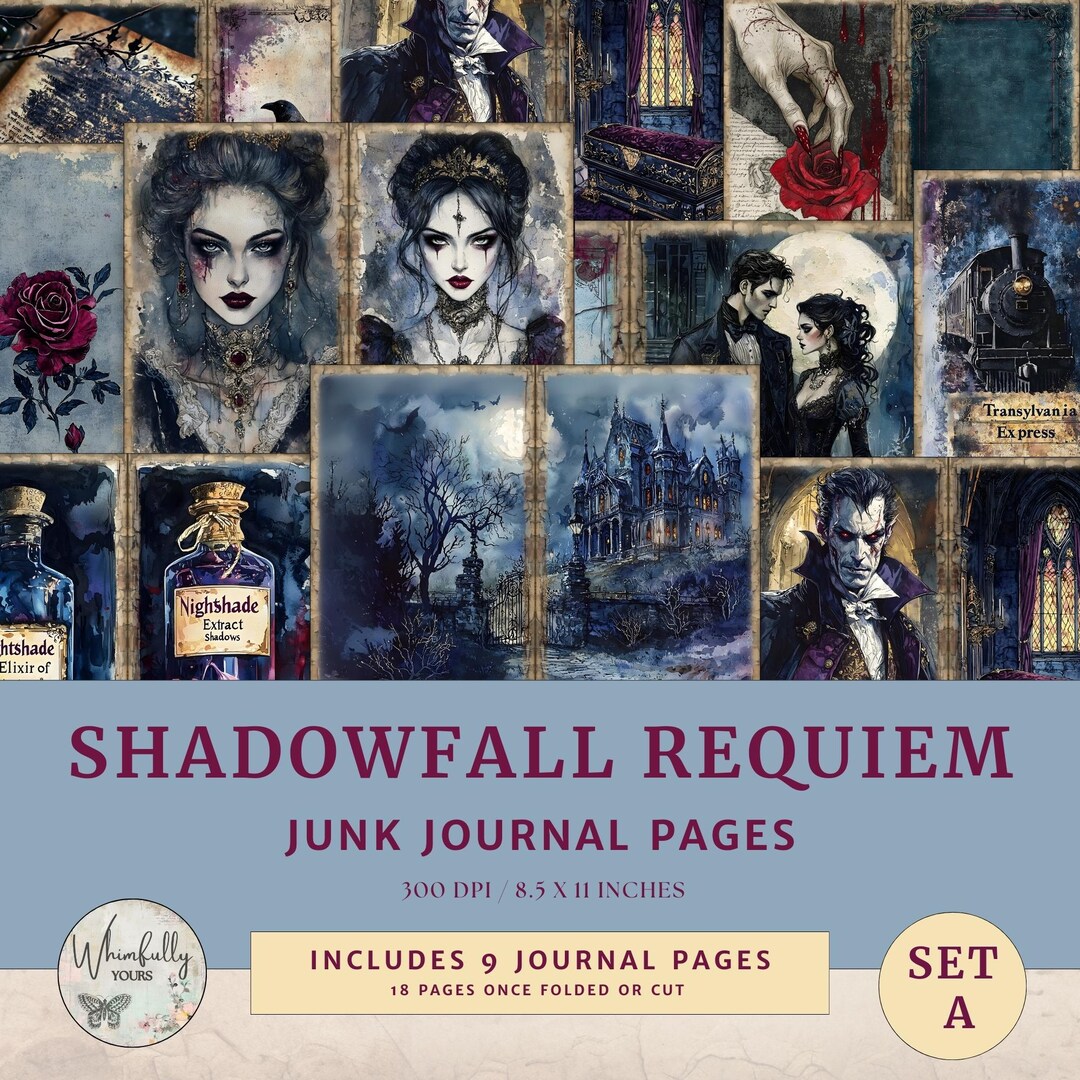 Vampire Junk Journal Pages, Gothic Digital Printable, Dracula Ephemera ...