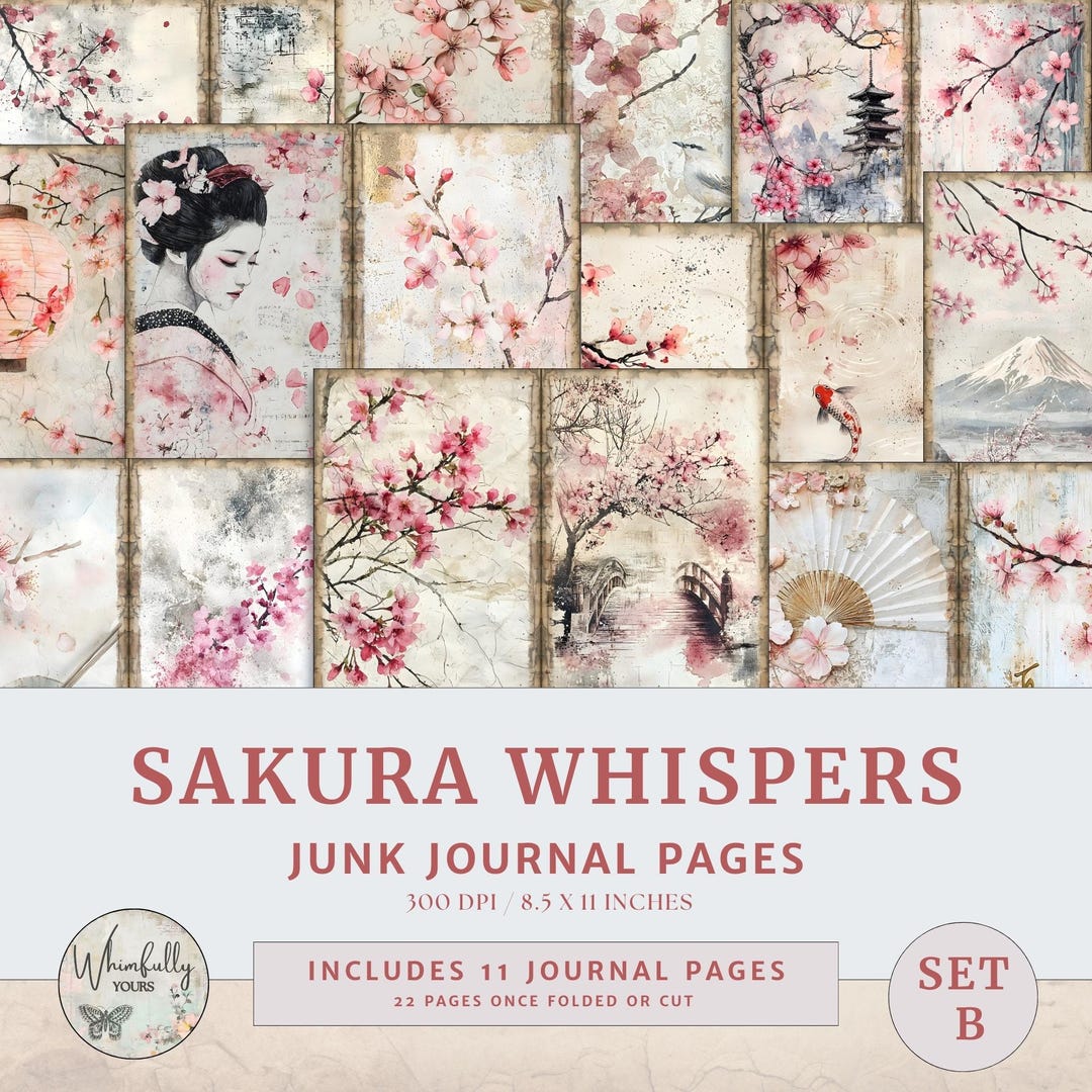 Sakura Junk Journal Pages, Cherry Blossom Digital Paper, Japanese ...