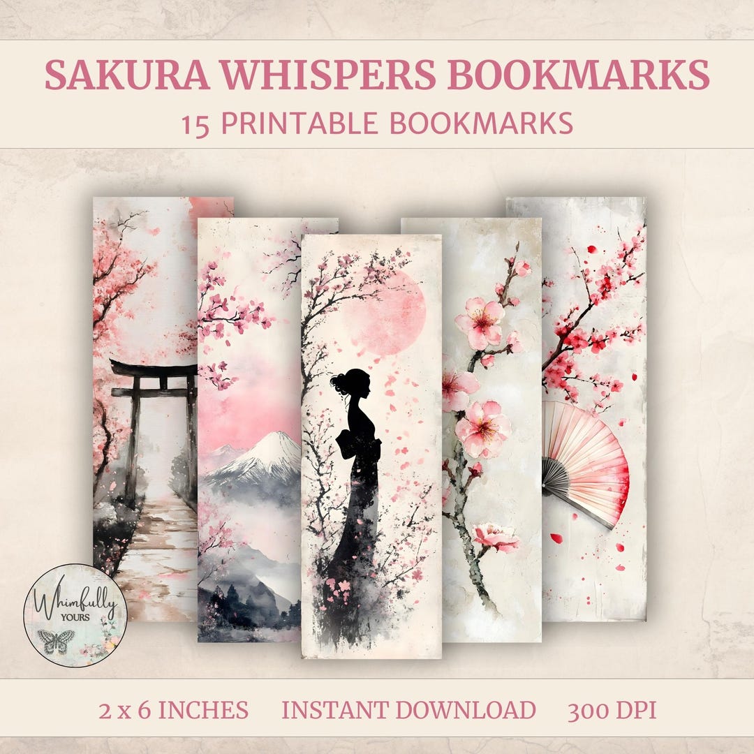 Sakura Bookmark Set, Cherry Blossom Cute Bookmarks, Printable Japan ...