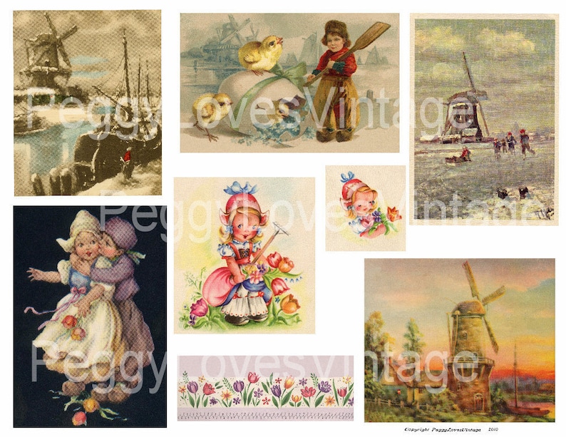 A Tribute to the Dutch 1 Digital Collage From Vintage Greeting Cards ...