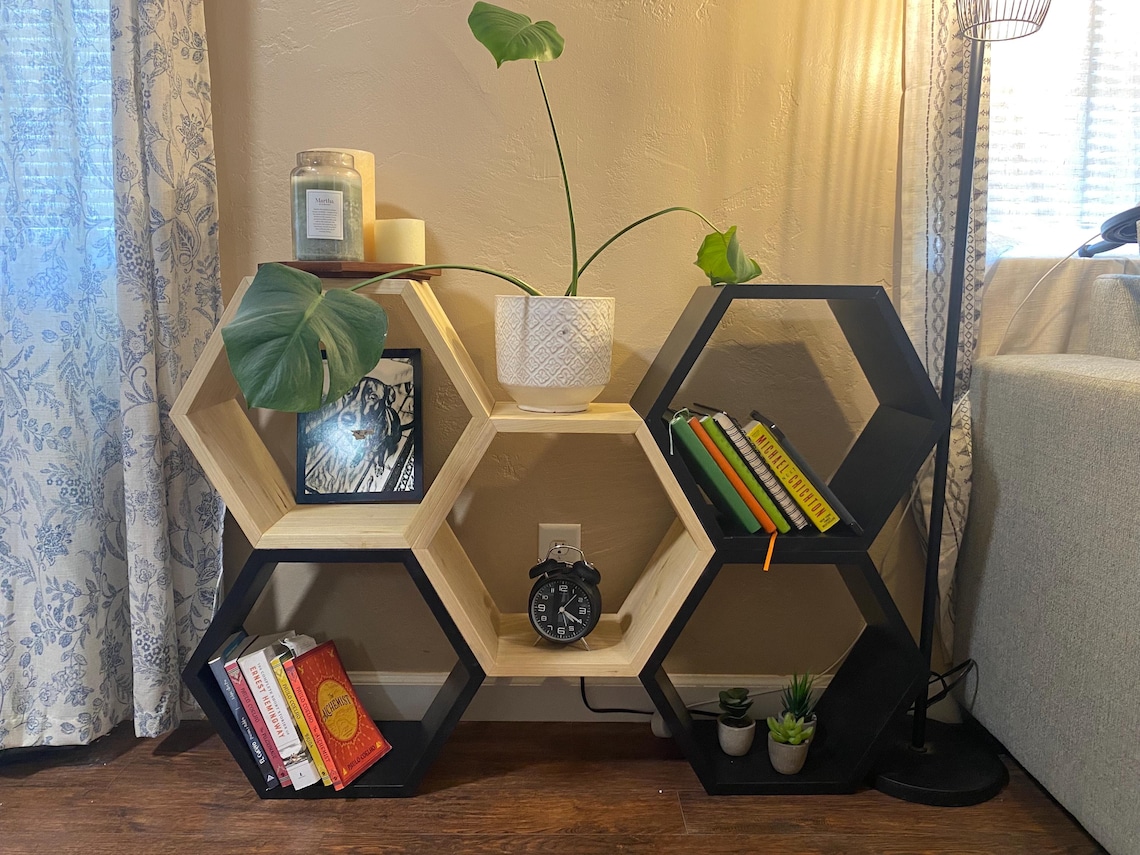 Hexagonal Solid Wood Modular Console Table Made in USA, Base Piece Plus ...