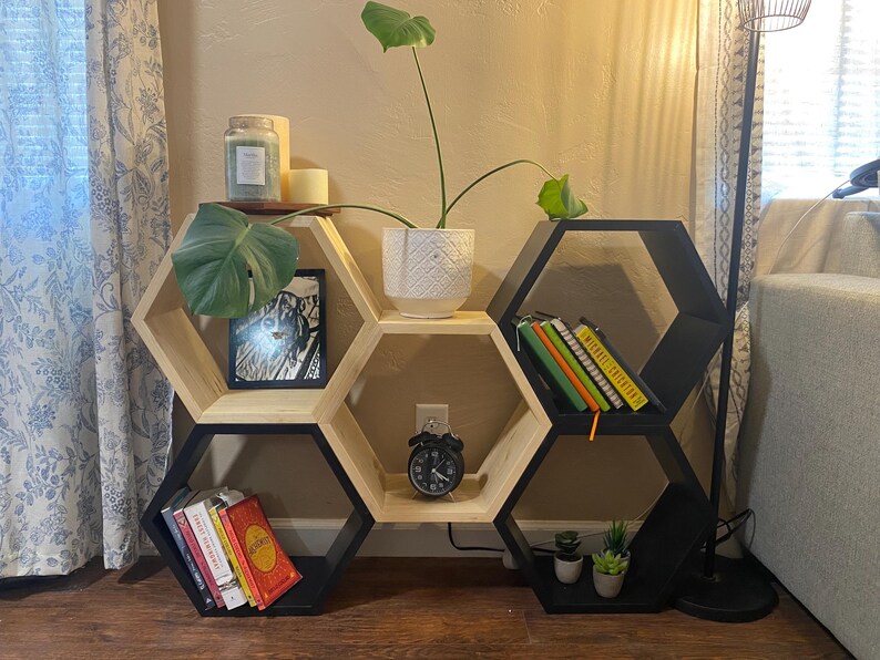 Hexagonal Solid Wood Modular Console Table Made in USA, Base Piece Plus ...