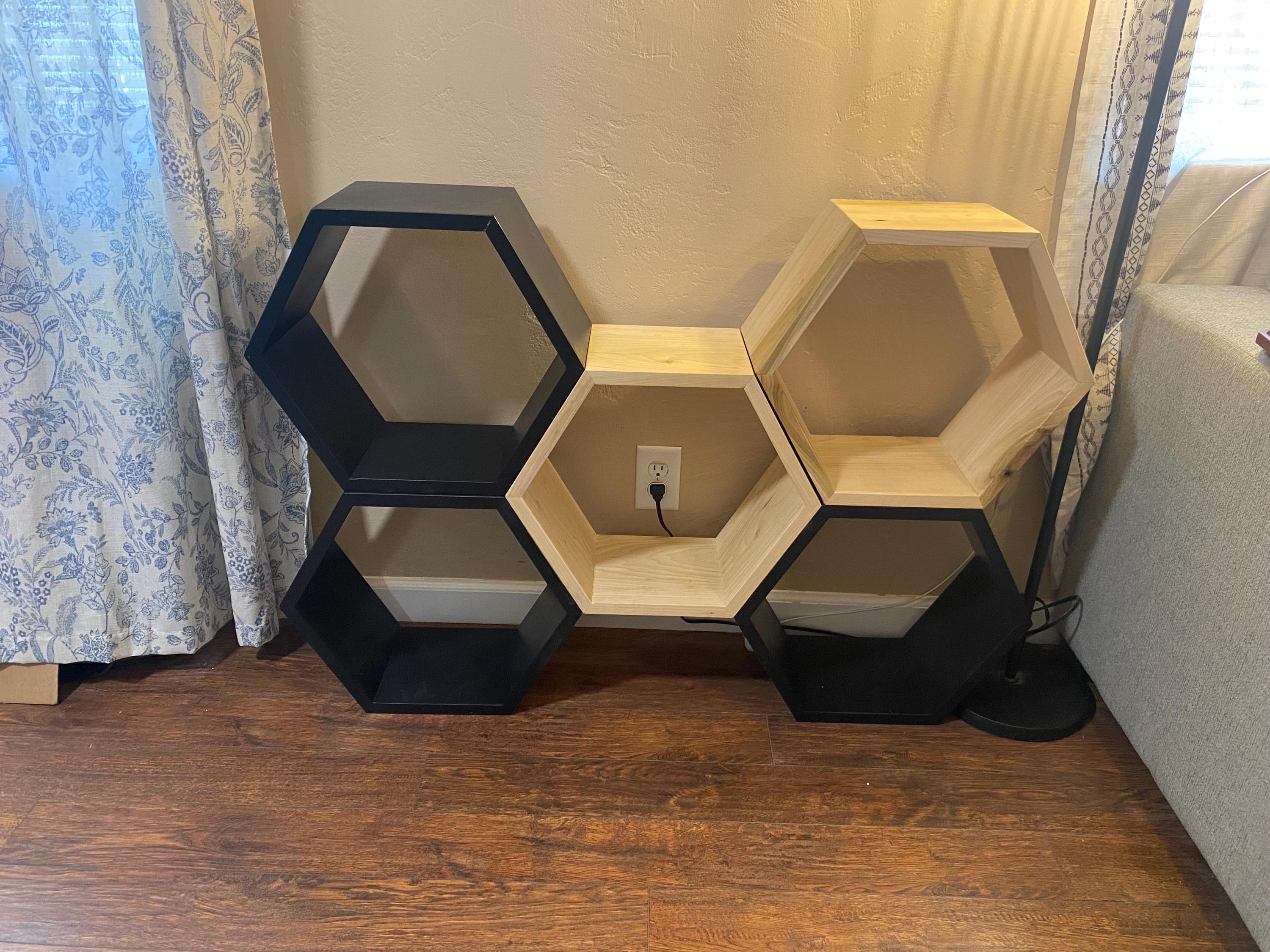 Hexagonal Solid Wood Modular Console Table Made in USA, Base Piece Plus ...