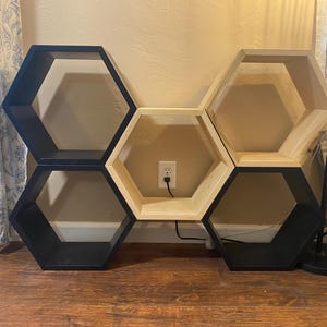 Hexagonal Solid Wood Modular Console Table Made in USA, Base Piece Plus ...
