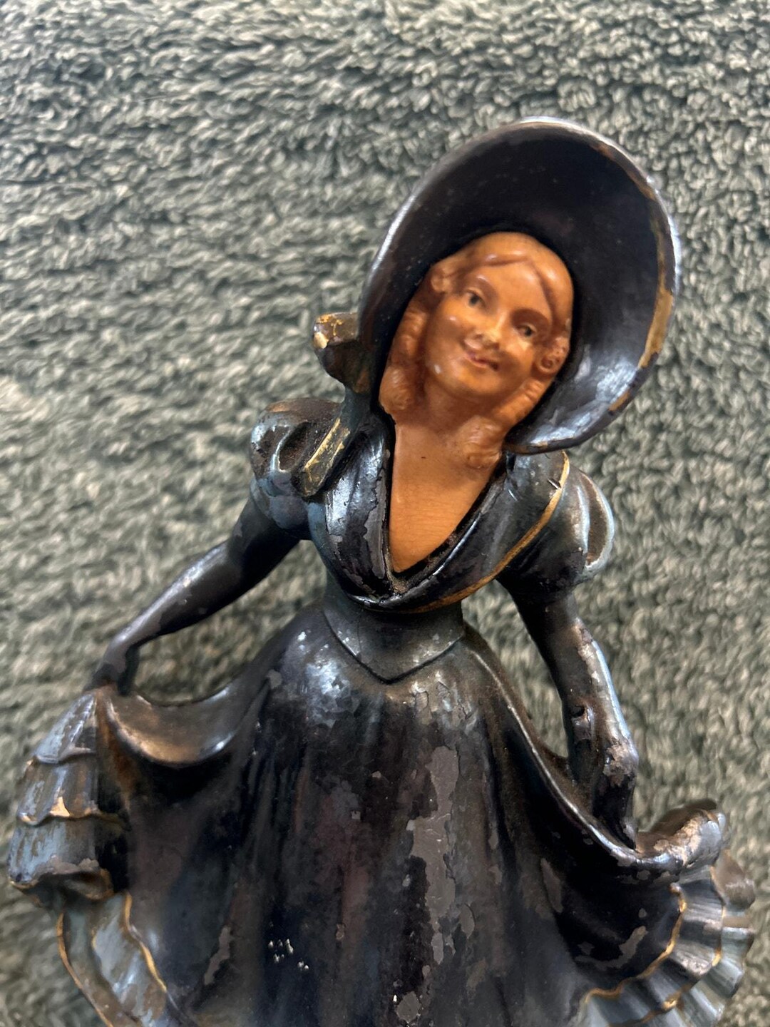 1930s JB Hirsch Cold Painted French Bronze Figure on Marble Pleased to ...