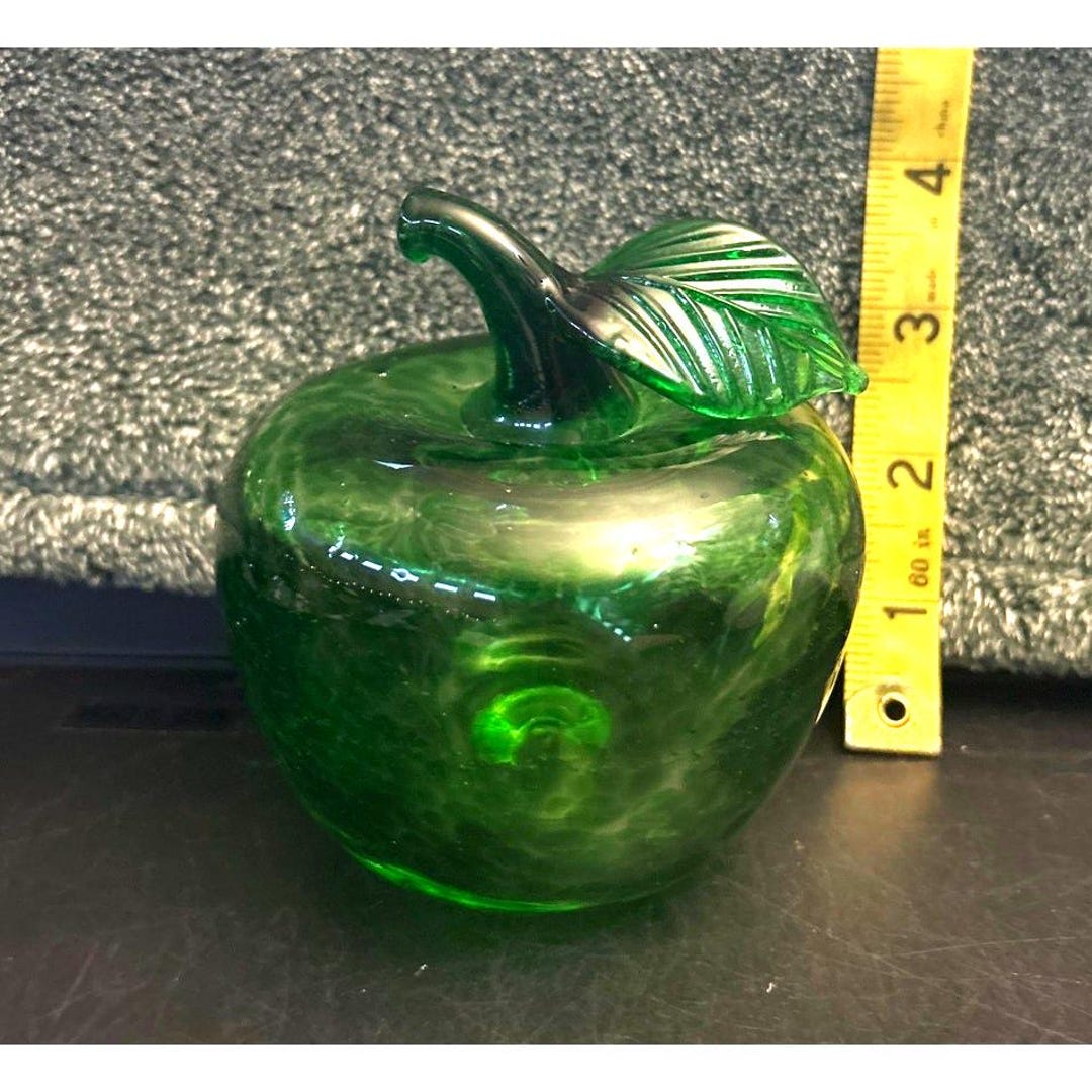 Green Spotted Apple Paperweight: Mid-century Modern Desk Decor - Etsy