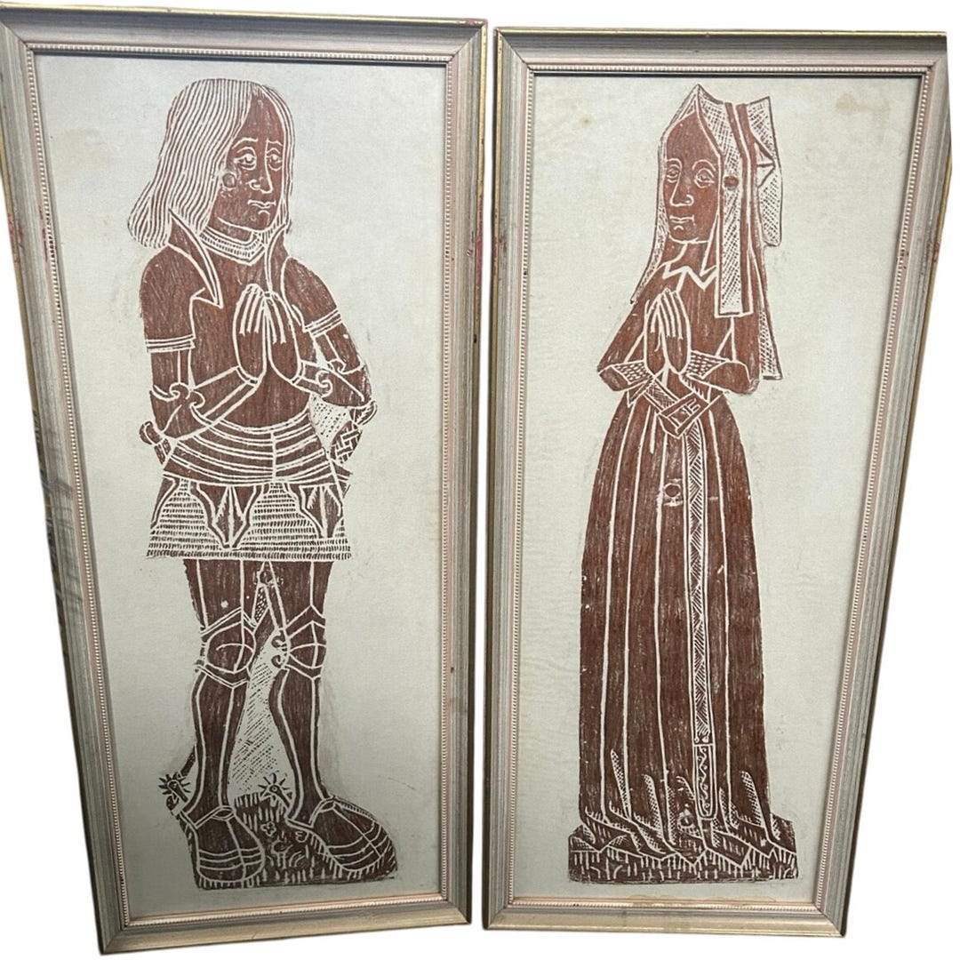 Pair of Brass Rubbing of C1500 English Church Memorials - Etsy