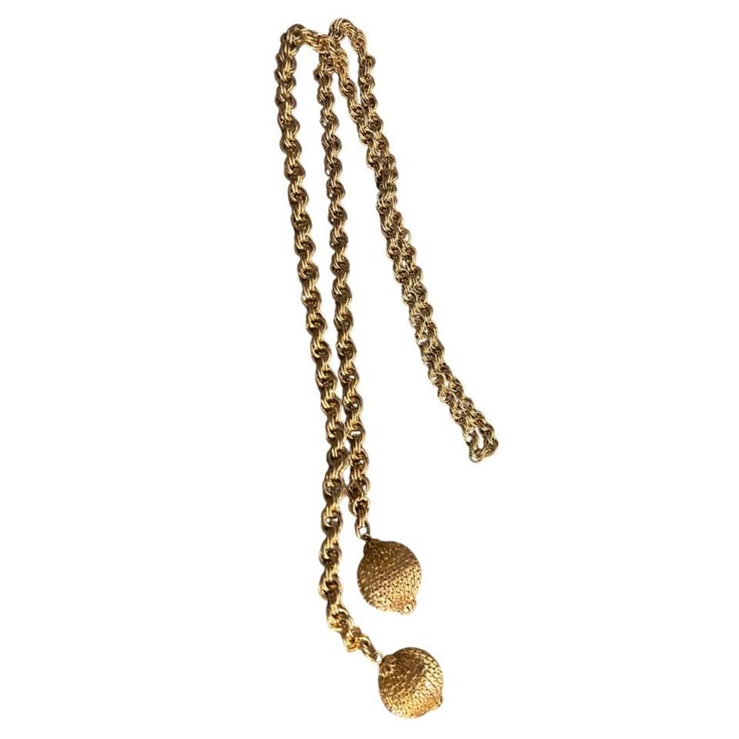 1960s Gold Double Link Chain Belt With Filigree Dangling Spheres - Etsy