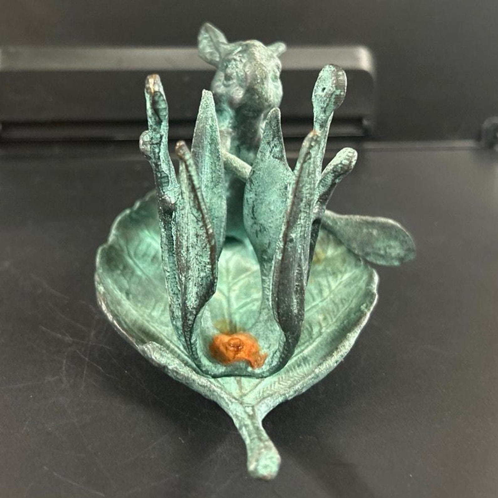 Andrea by Sadek Verdigris Brass Rowing Rabbit With Vase or Candle ...