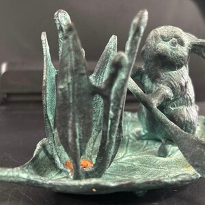 Andrea by Sadek Verdigris Brass Rowing Rabbit With Vase or Candle ...