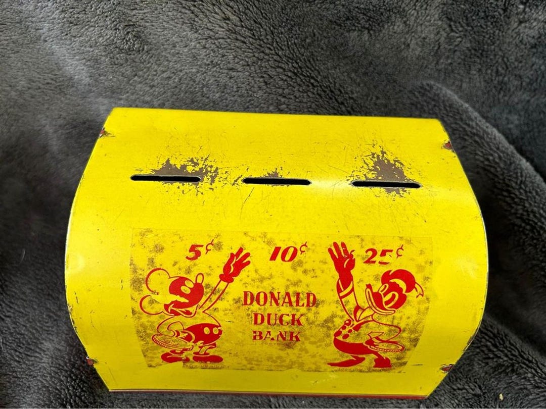 Vintage 1940s Mickey Mouse and Donald Duck Coin Bank by General Toy ...