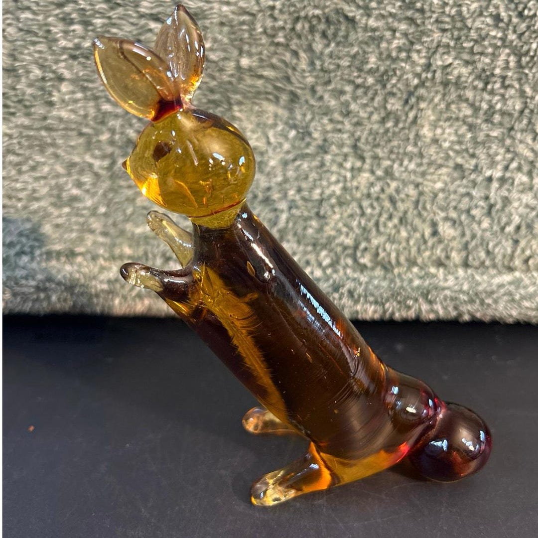 1960s Amber Bunny Rabbit Figurine by Pilgrim Handblown - Etsy