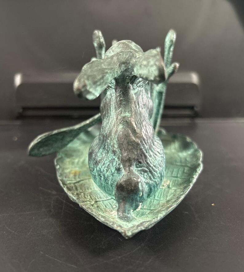 Andrea by Sadek Verdigris Brass Rowing Rabbit With Vase or Candle ...