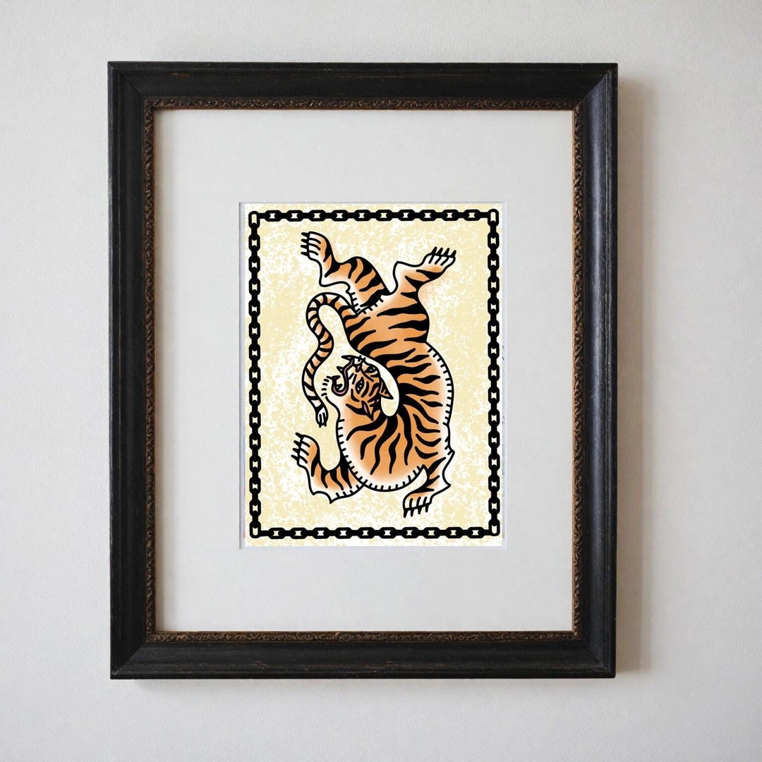 Traditional Tattoo Inspired Tiger Flash - Etsy