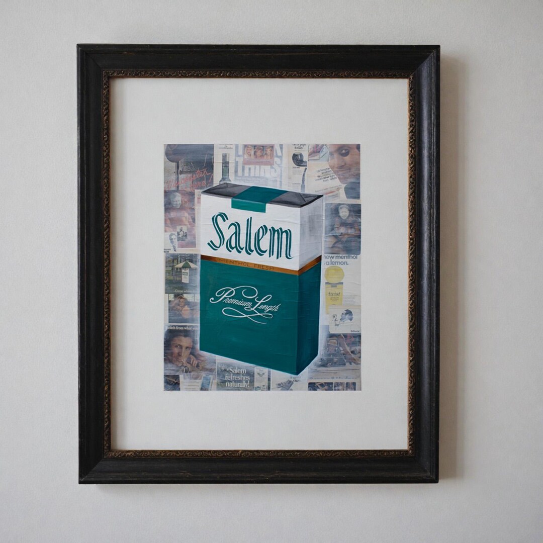 Vintage Salem Cigarette Collage Painting 8x10in - Etsy