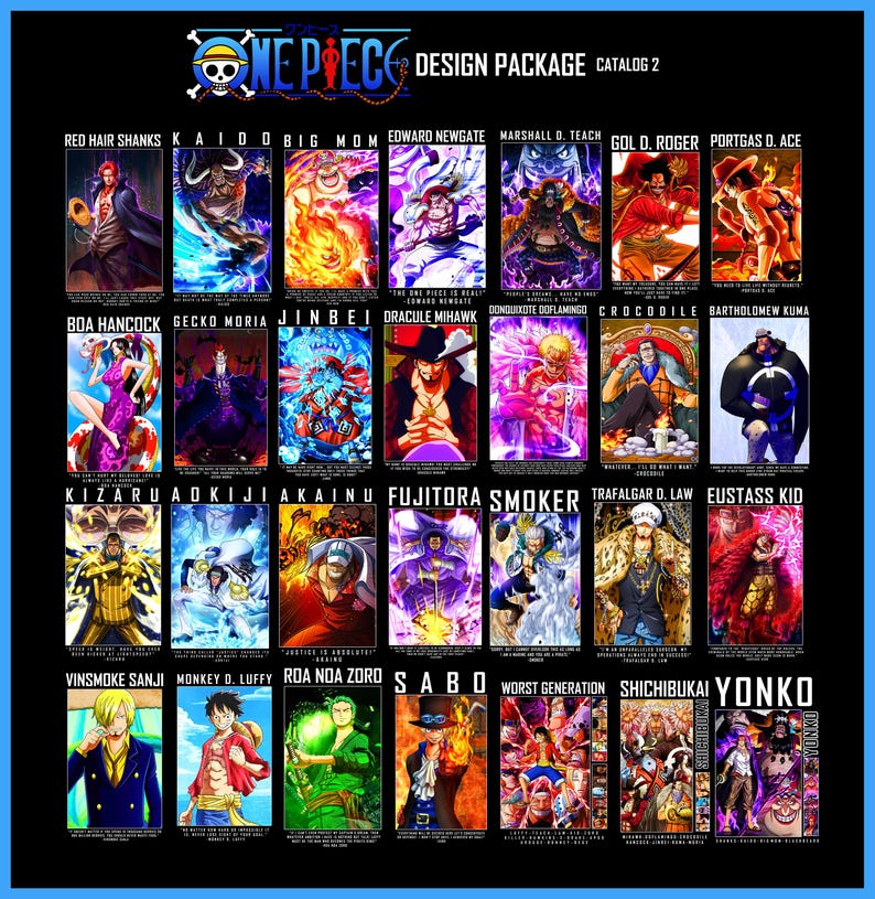 80 One Piece Designs Bundle - Anime Art, Instant Download, High-quality ...