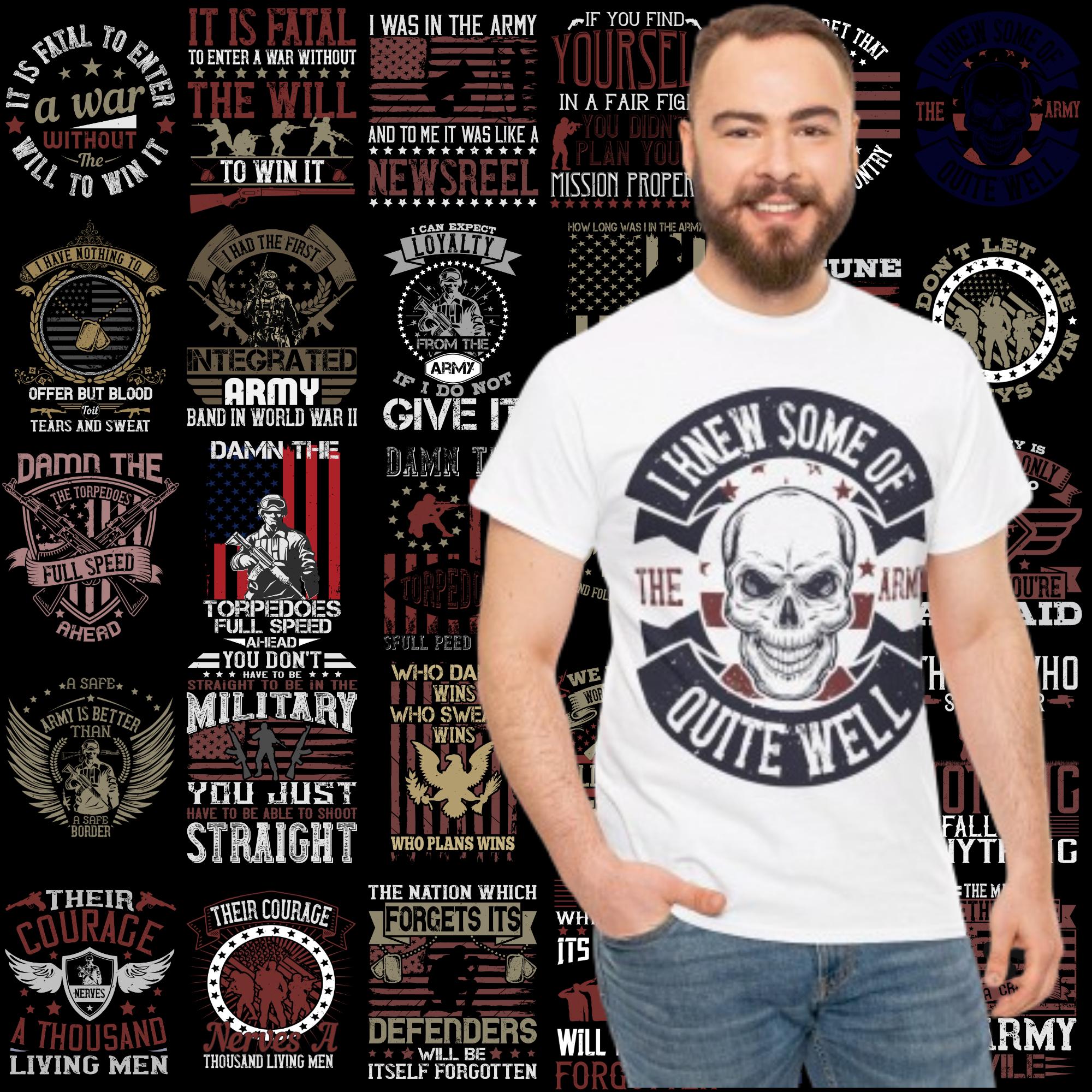 50 Military T-shirt Design Bundleai, EPS, JPG, Psd,svg,png Bold and ...