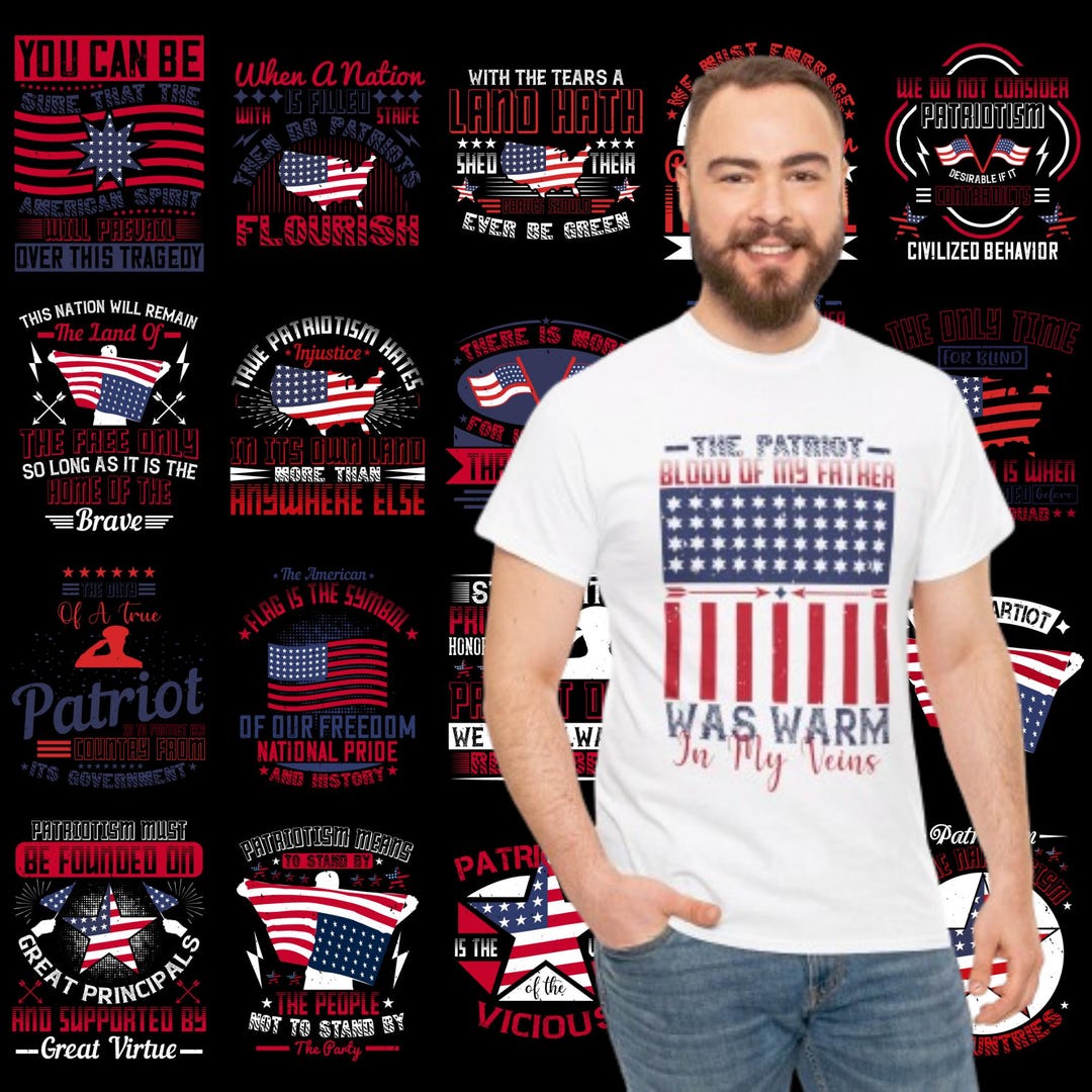 50 American Patriot T-shirt Design Bundle | AI, EPS, JPG, Psd,svg,png ...