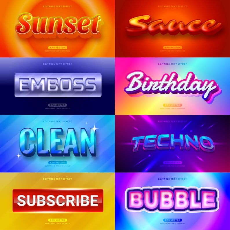 100 Premium Photoshop Text Effects Bundle - Fully Editable 3D Text ...
