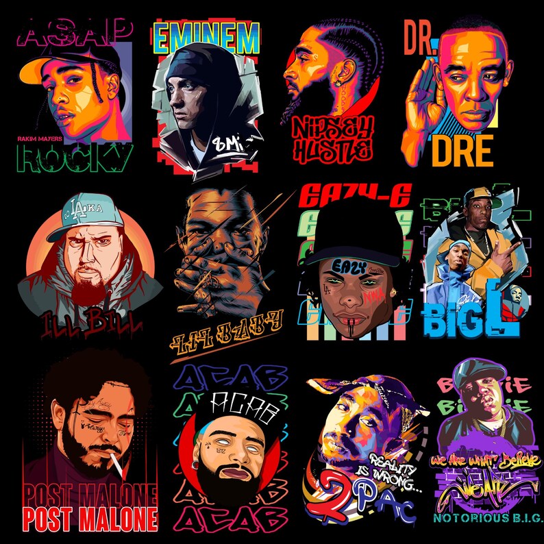 Paquete de 78 diseños de rapero PNG AI: arte hip hop, descarga ...