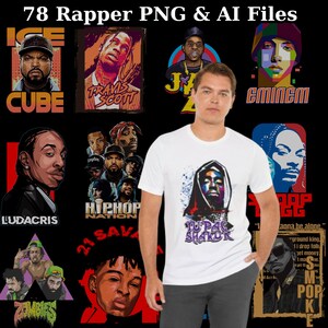 78 Rapper PNG AI Designs Bundle - Hip Hop Art, Instant Download, High ...