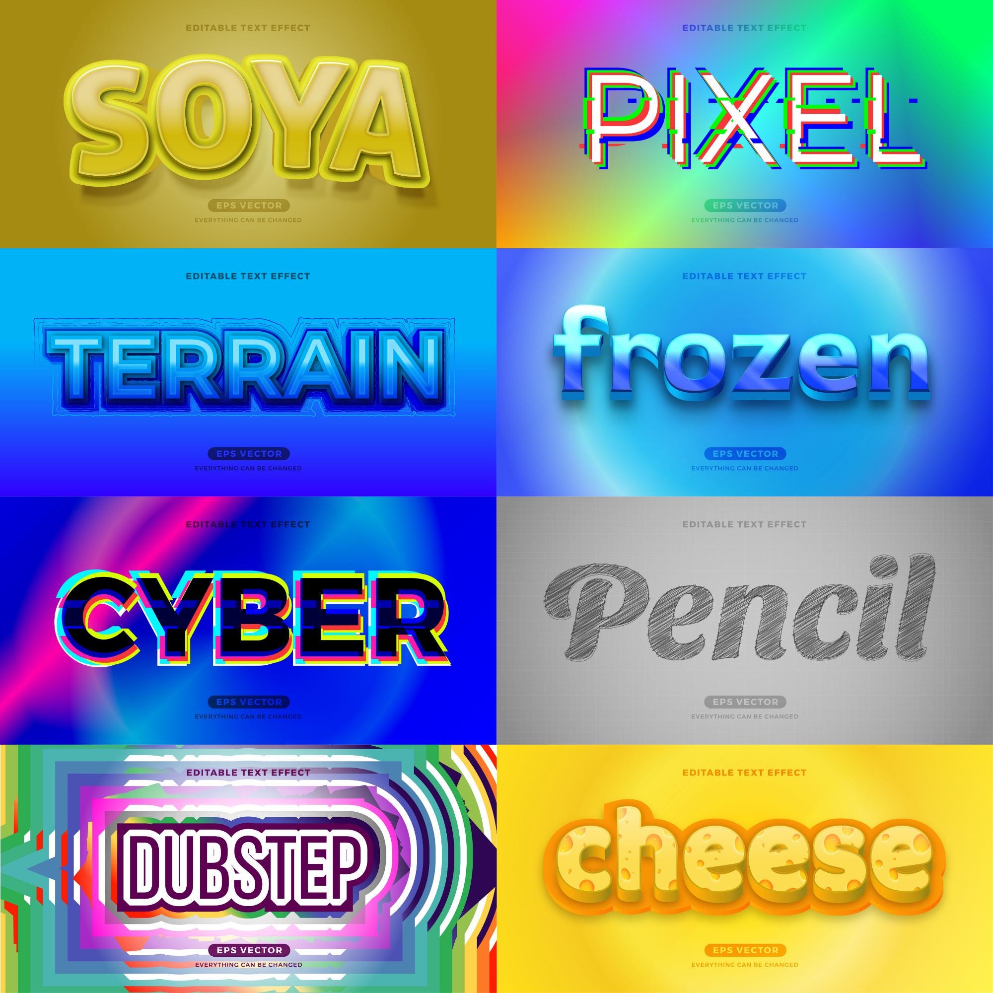 100 Premium Photoshop Text Effects Bundle - Fully Editable 3D Text ...