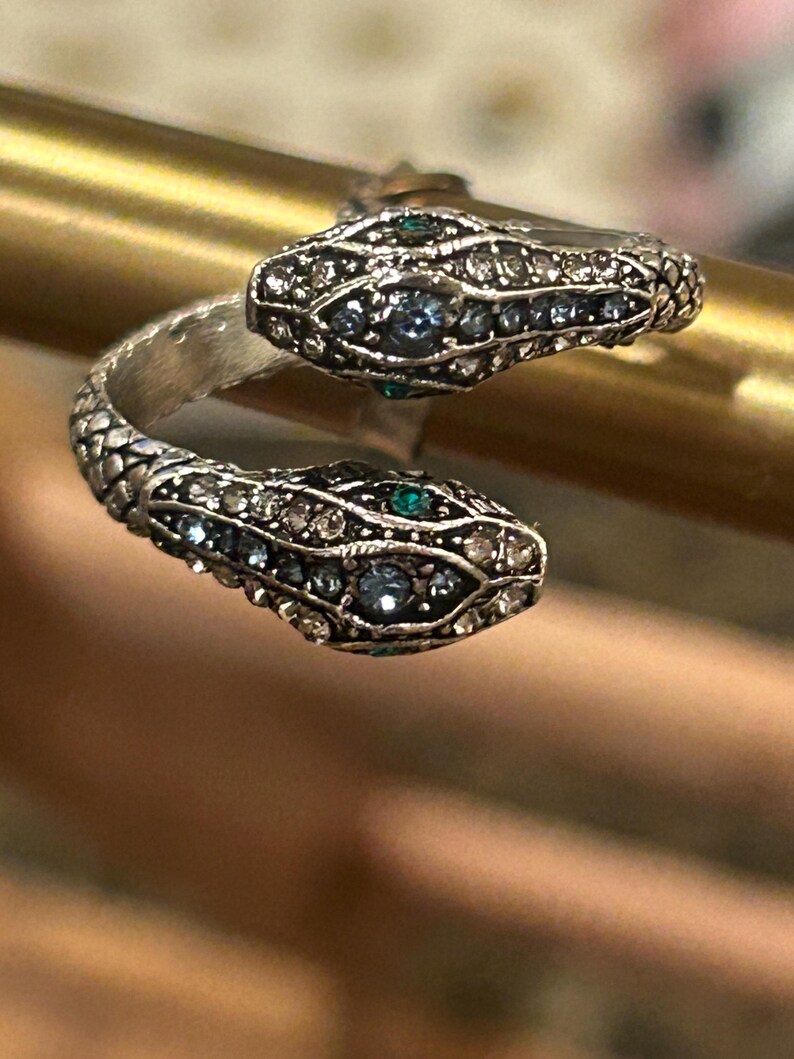 Snake Statement Ring With Green Eyes - Etsy