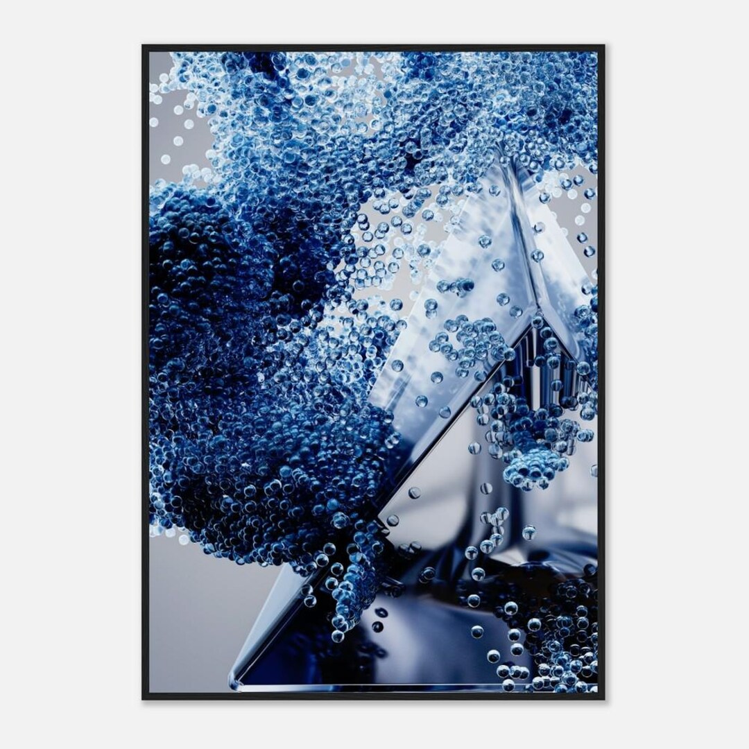 Blue Bubbles Design Wood Framed Wall Poster. Home/gift Wall Decor/art ...