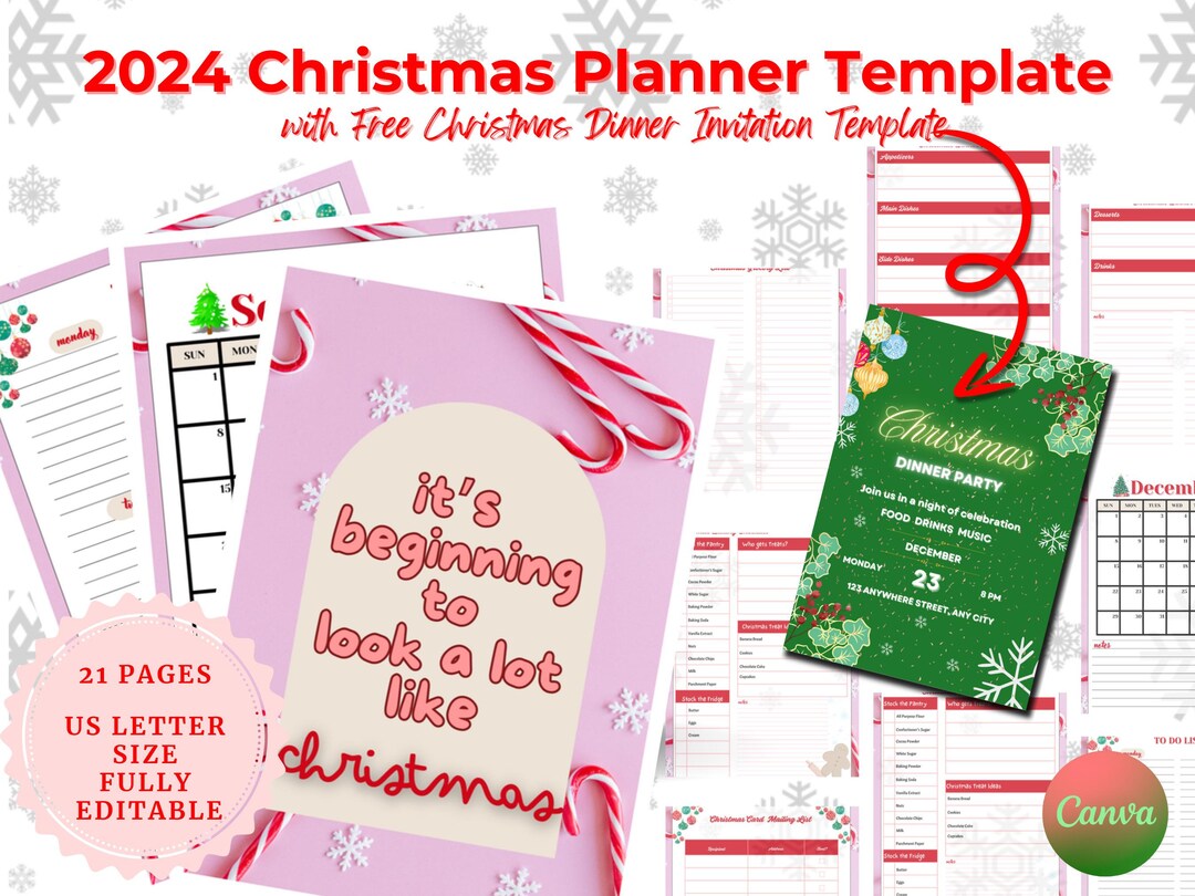 2024 Christmas Planner Canva Template Gift Tracker Christmas Card ...