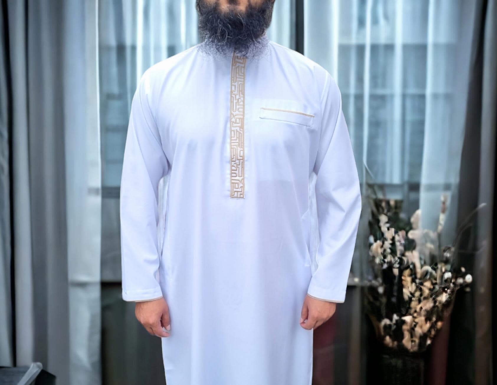 Men's Designer Thobe Jubba in High Quality Imported Fabric - Embroidery ...