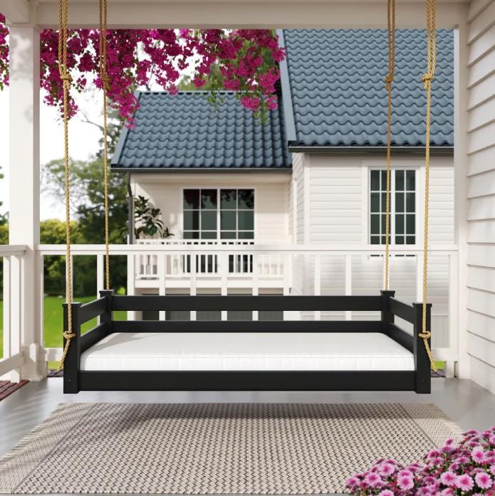 Wooden Bed Swing, Wooden Porch Swing, Balcony Swing, Backyard Swing ...