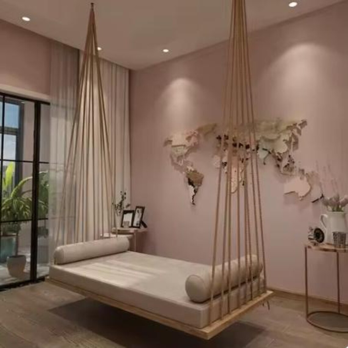 Wooden Bed Swing, Wooden Porch Swing, Balcony Swing, Backyard Swing ...