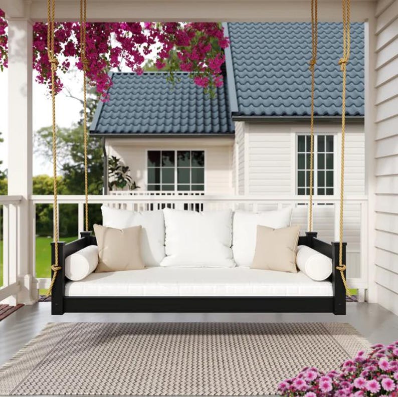 Wooden Bed Swing, Wooden Porch Swing, Balcony Swing, Backyard Swing ...