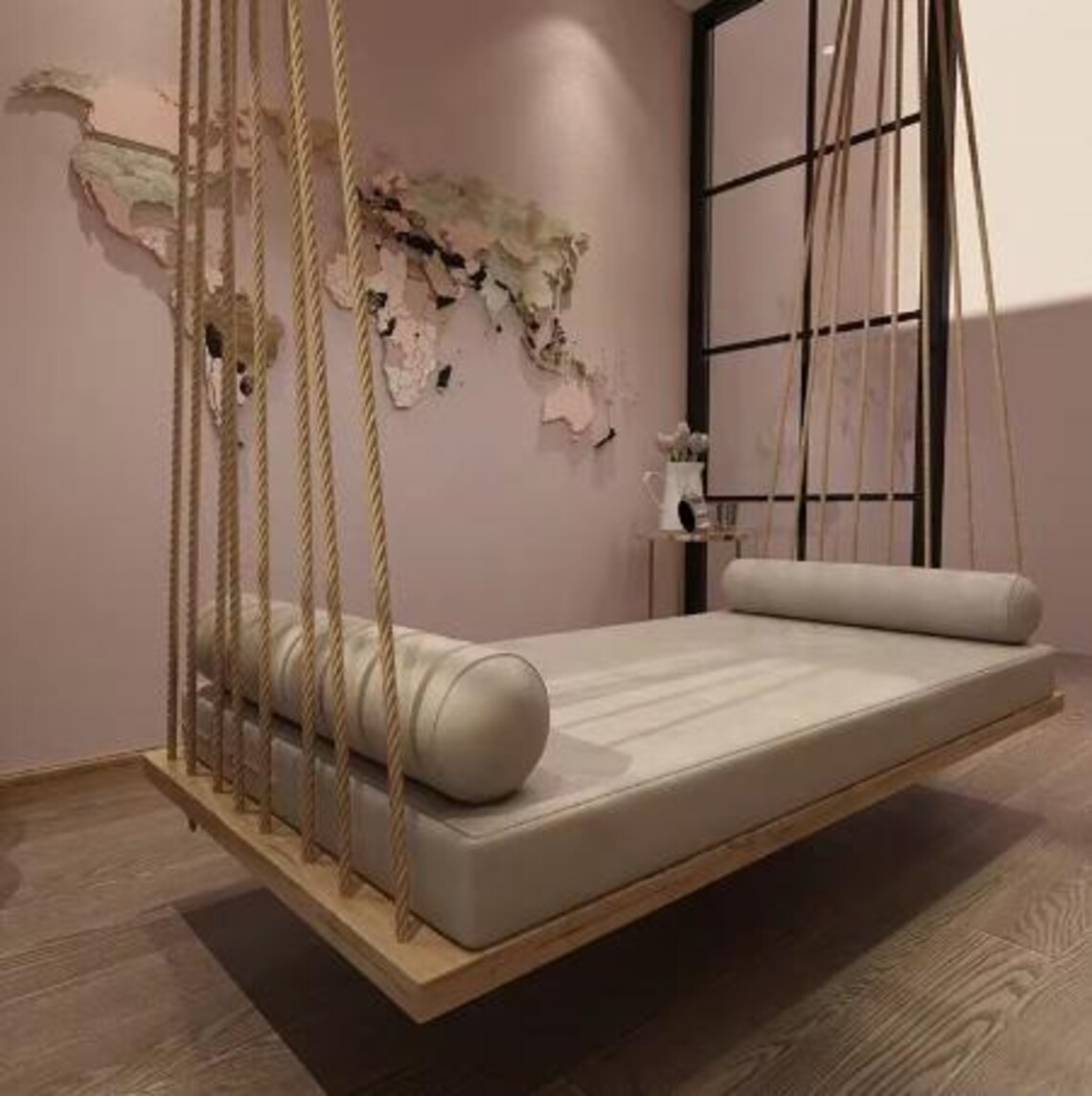 Wooden Bed Swing, Wooden Porch Swing, Balcony Swing, Backyard Swing ...