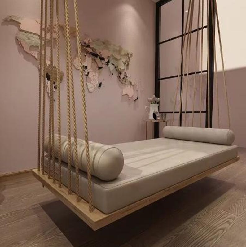 Wooden Bed Swing, Wooden Porch Swing, Balcony Swing, Backyard Swing ...