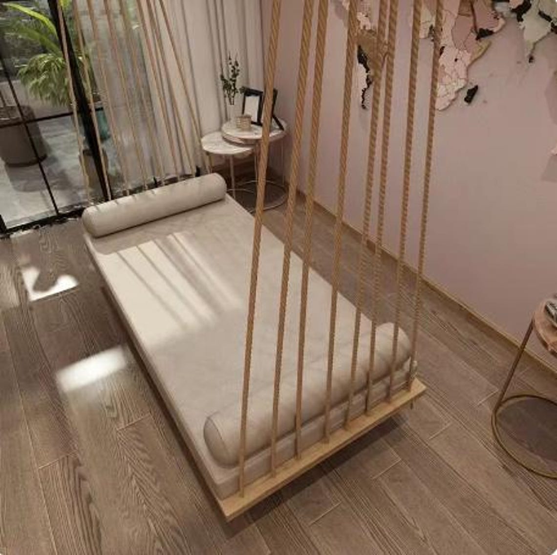 Wooden Bed Swing, Wooden Porch Swing, Balcony Swing, Backyard Swing ...