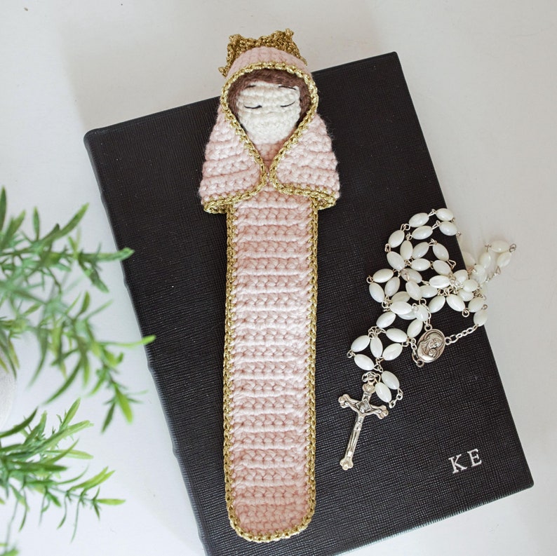 Bookmark Pink, Blessed Virgin Mary, Our Lady, Handmade, Crochet, Cotton ...