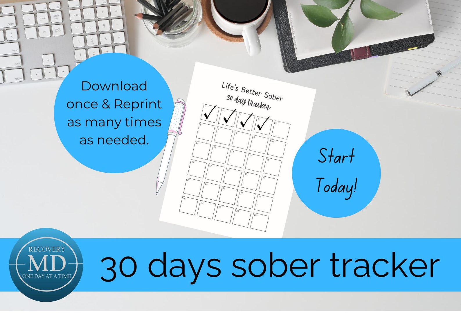30 Days Sober Tracker - Etsy
