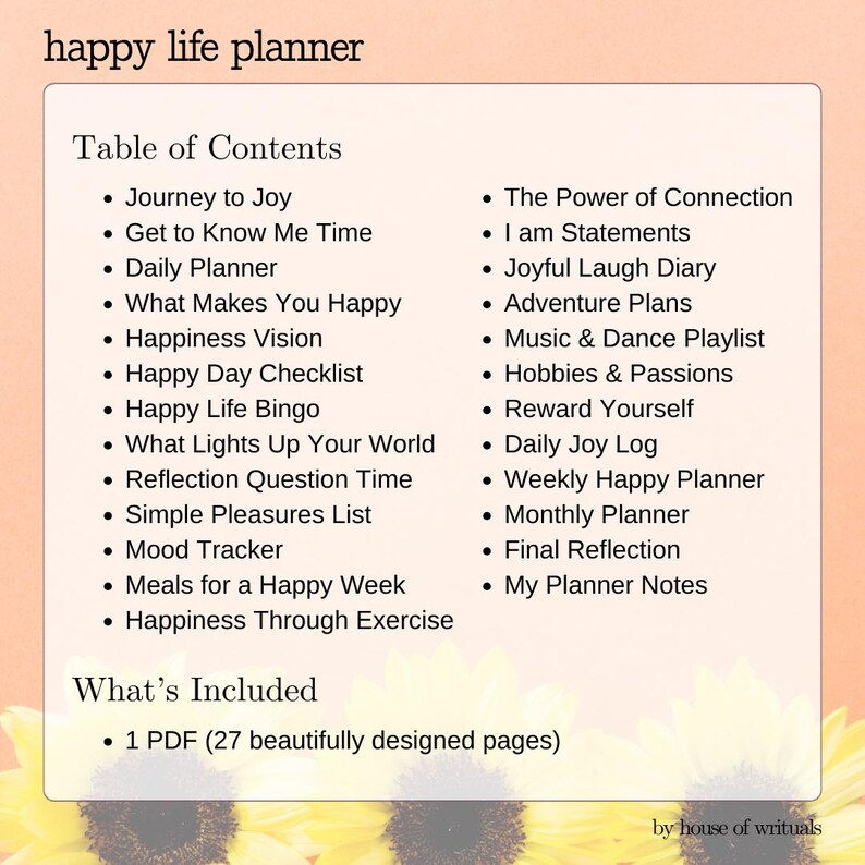Happy Life Planner | Happiness Goals, Positive Mindset, Gratitude ...