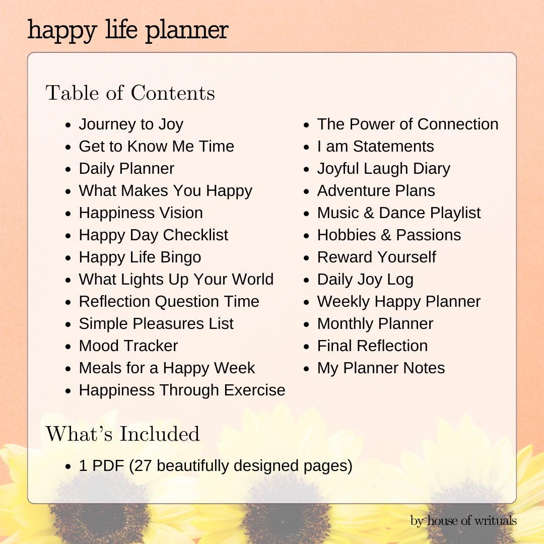 Happy Life Planner | Happiness Goals, Positive Mindset, Gratitude ...