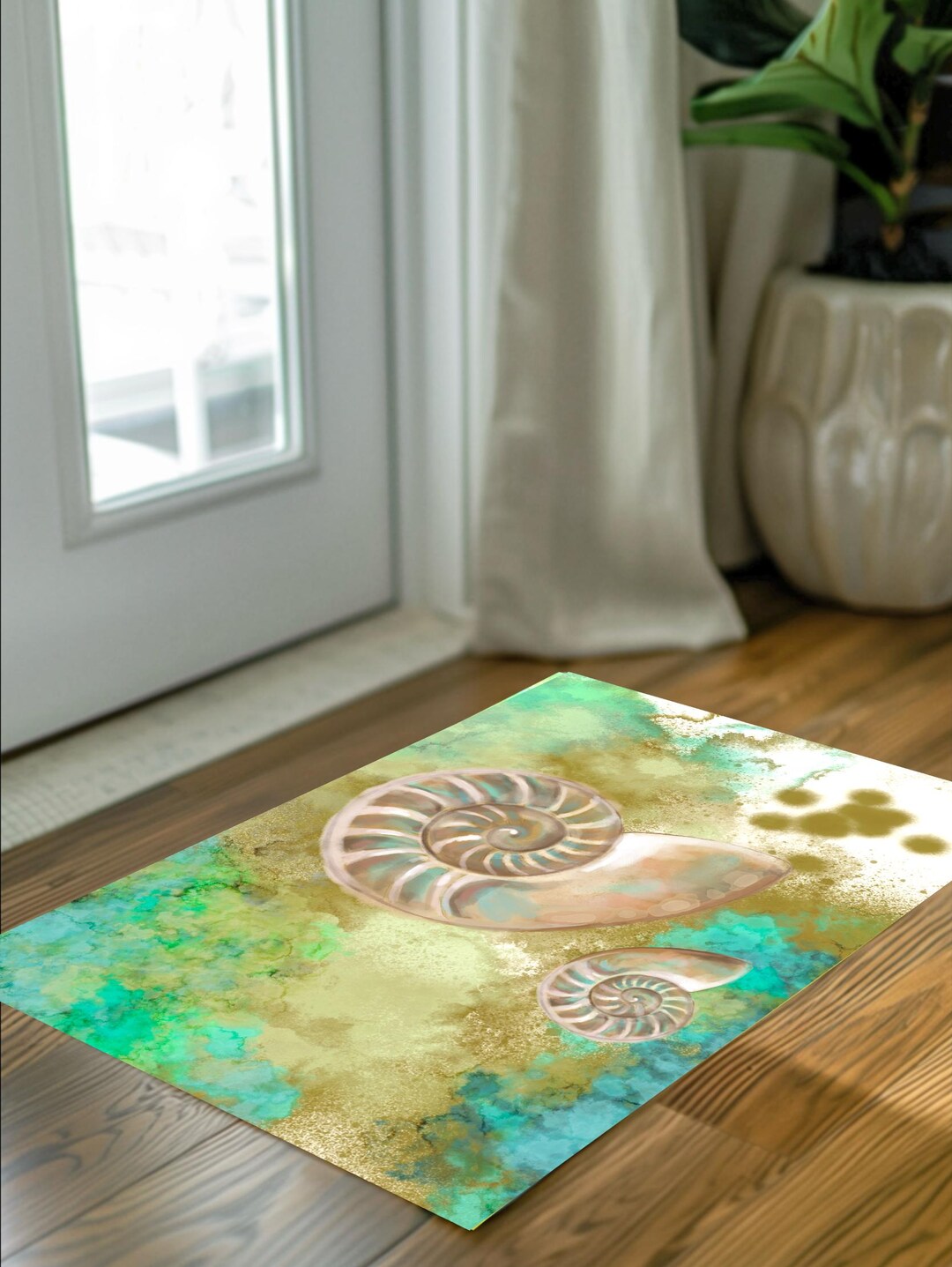 Nautilus Shell Outdoor Rug, Coastal Beach House Decor - Etsy