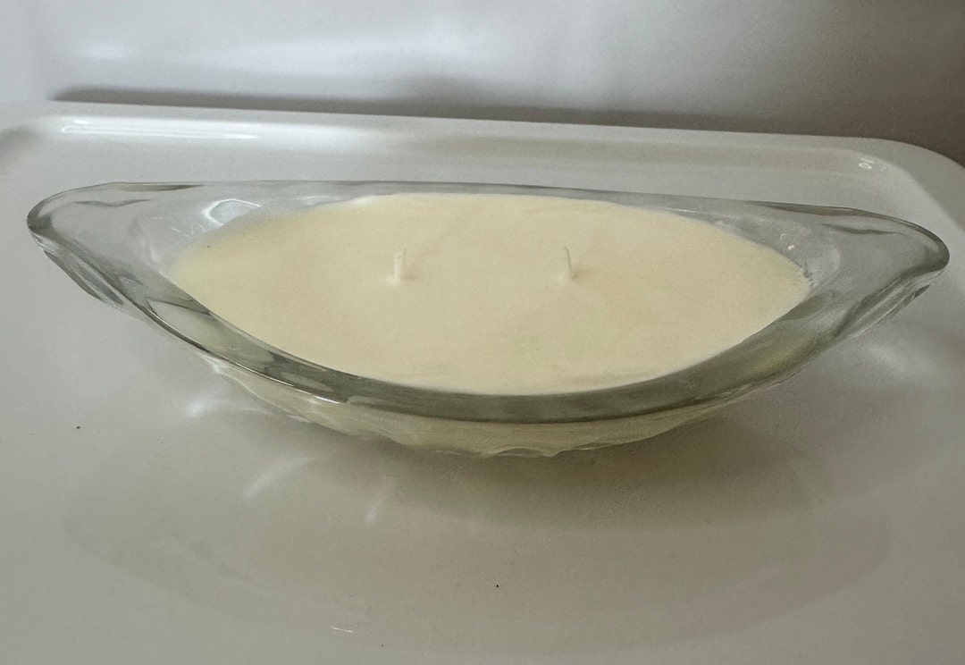 Serving Dish Candle, Glass Serving Dish Candle, Vintage Vessel Candle ...