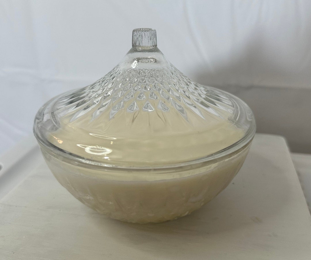 Candy Jar Candle, Thrifted Candy Jar Candle With Lid, Vintage Vessel ...