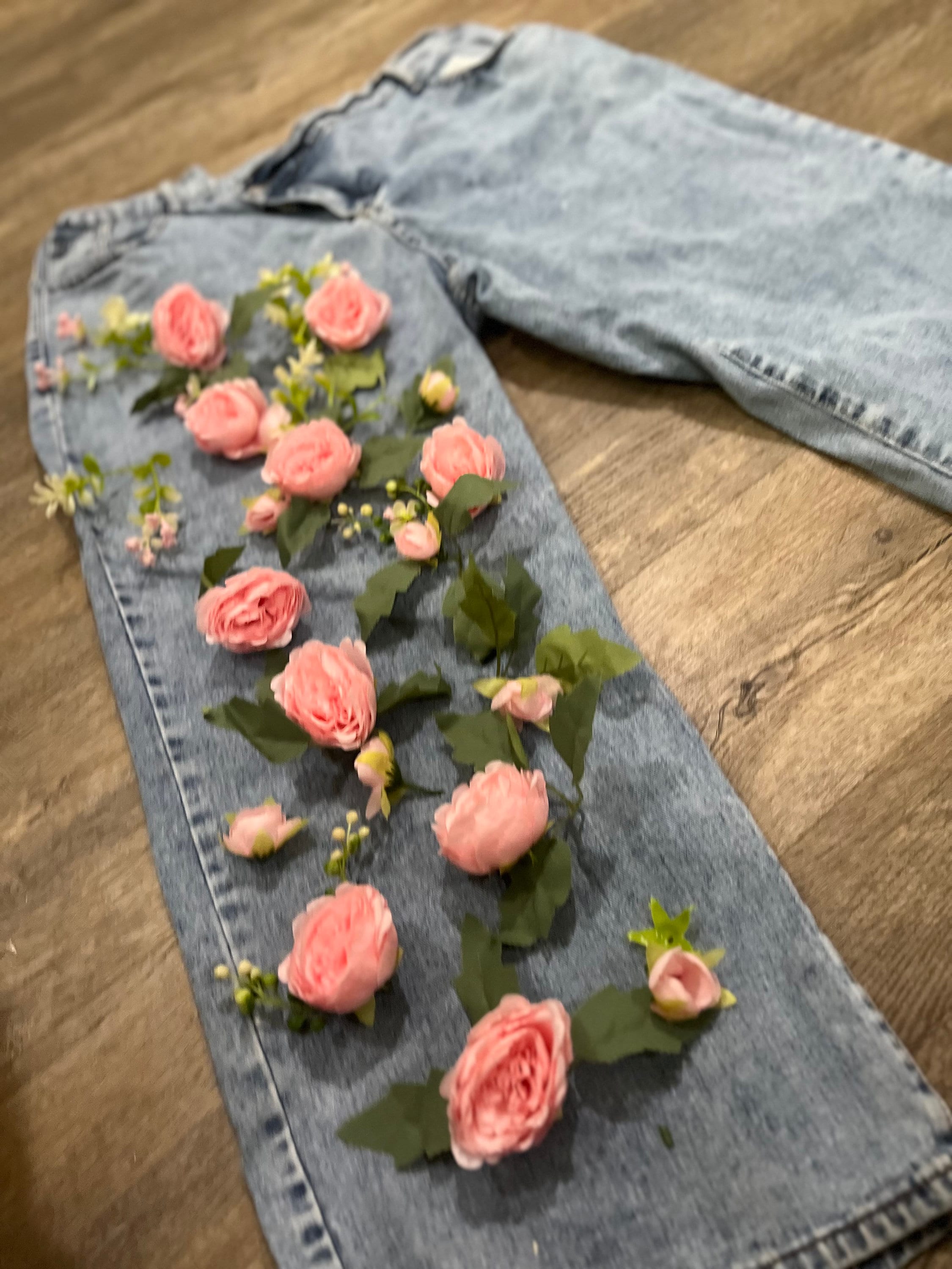 Custom Made Flower Jeans - Etsy