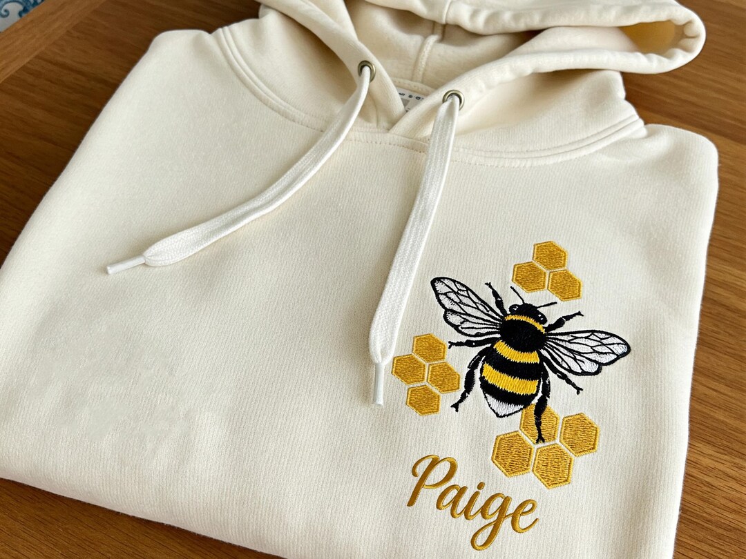 Personalized Bee Embroidered Sweatshirt, Custom Name Bee Embroidery ...