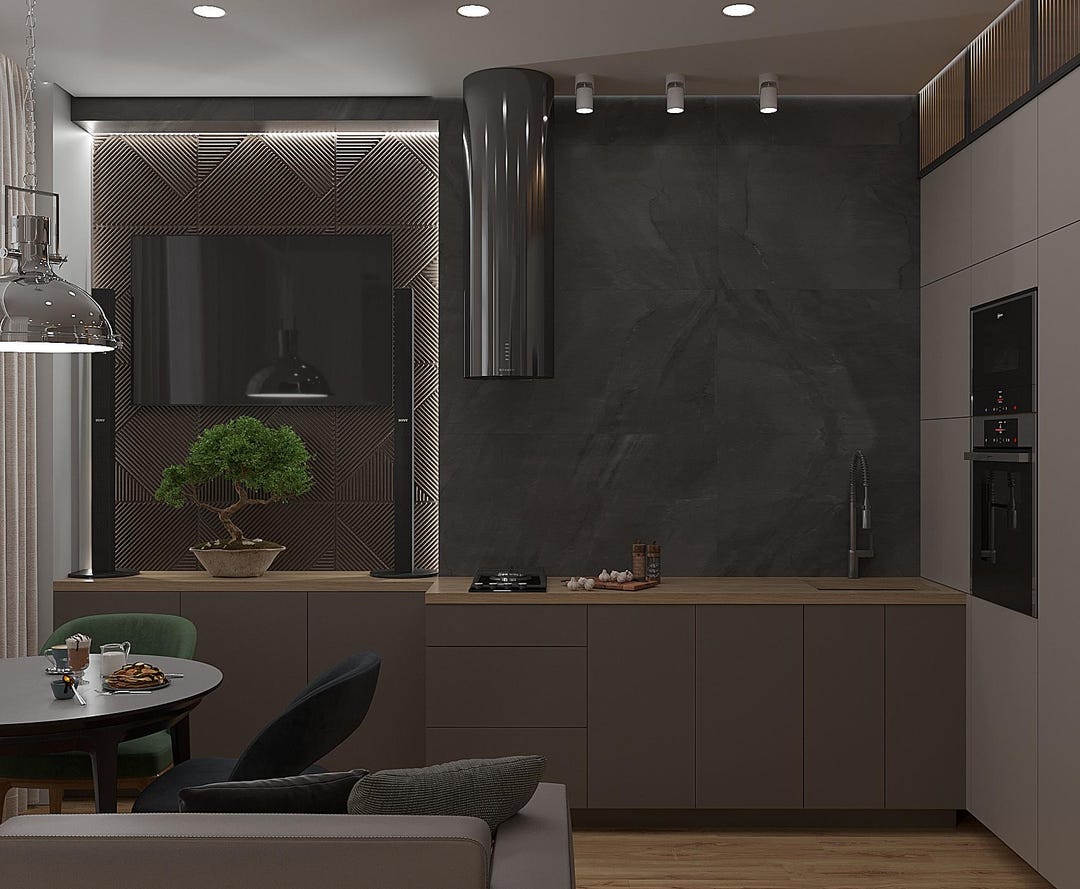 3D Realistic Visualization Kitchen, Modern Home Design, Custom Kitchen ...