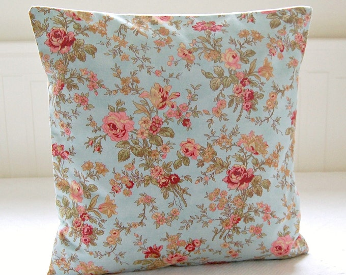 Blue Rose Pink Decorative Pillow Cover 16 Inch Pink Roses - Etsy