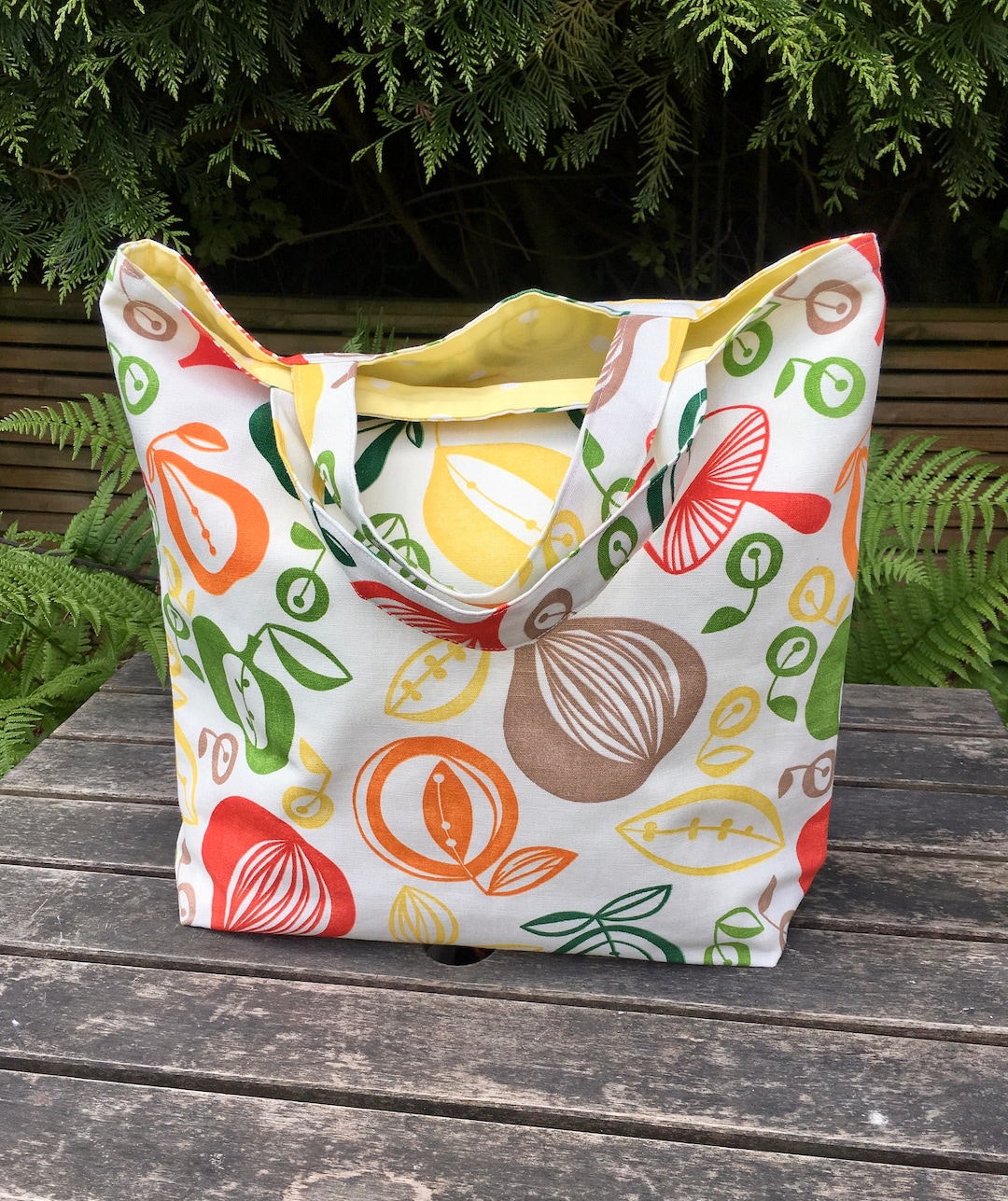 Farmers Market Fruit and Vegetables Shopping Bag, Orange Yellow Green ...