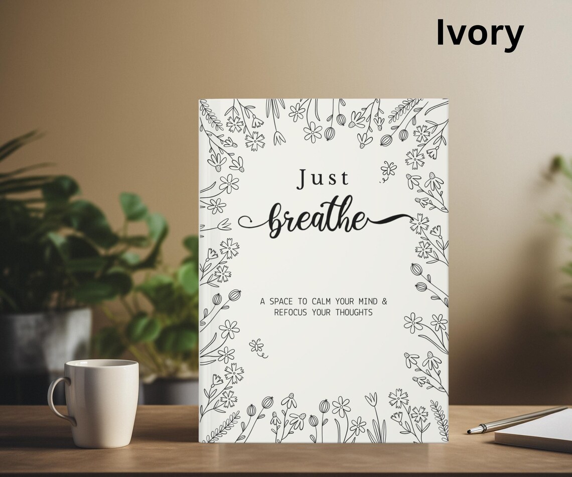 Just Breathe Therapy Notes Journal Mental Health Daily Check in Funny ...