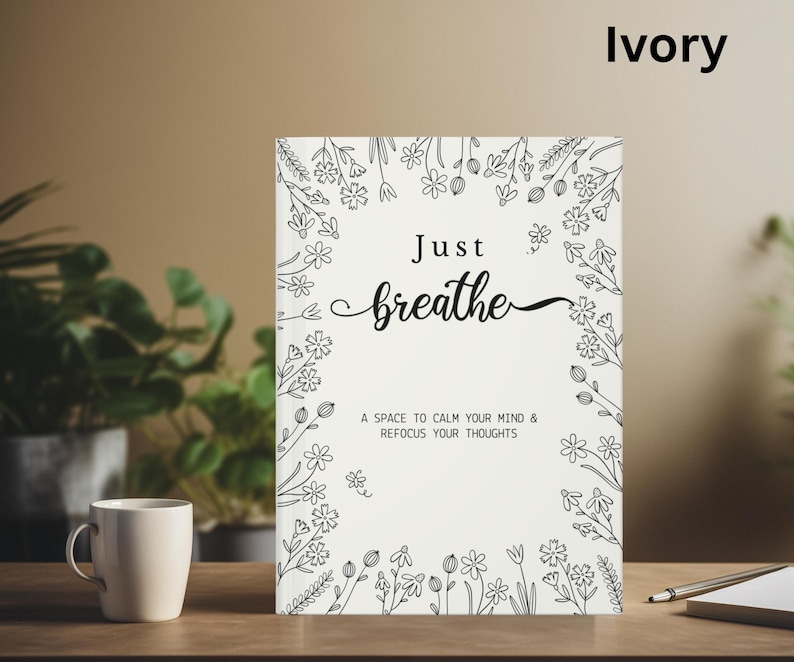 Just Breathe Therapy Notes Journal Mental Health Daily Check in Funny ...
